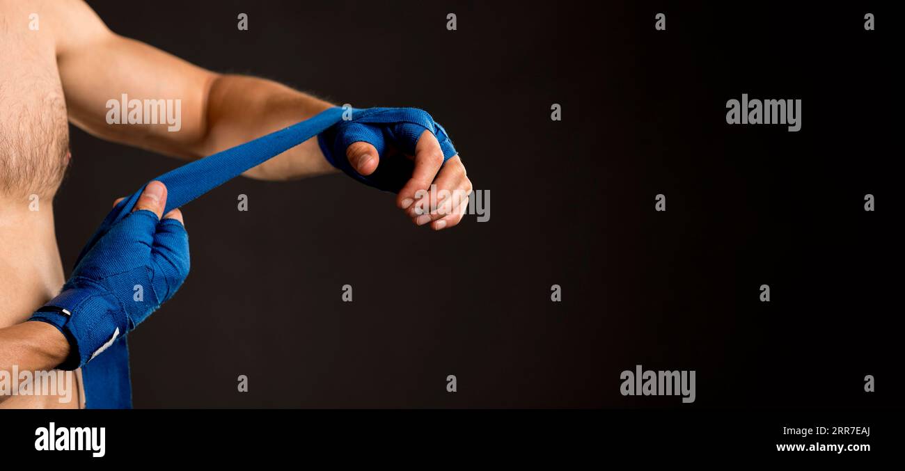 Side view man preparing boxing Stock Photo - Alamy