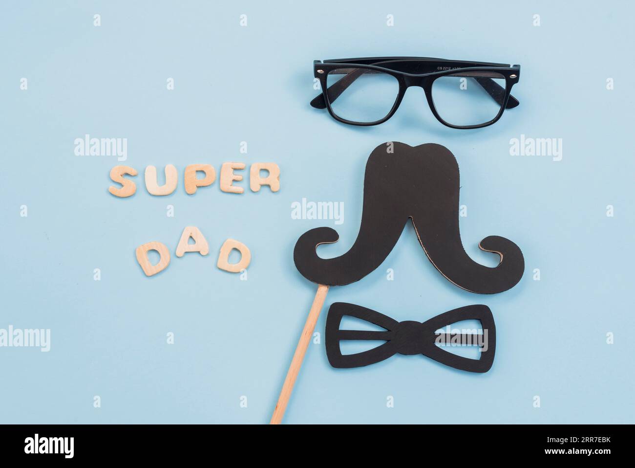 Super dad inscription with glasses mustache Stock Photo - Alamy