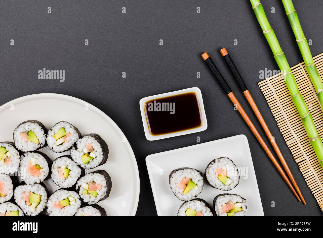 Top view california rolls Stock Photo - Alamy