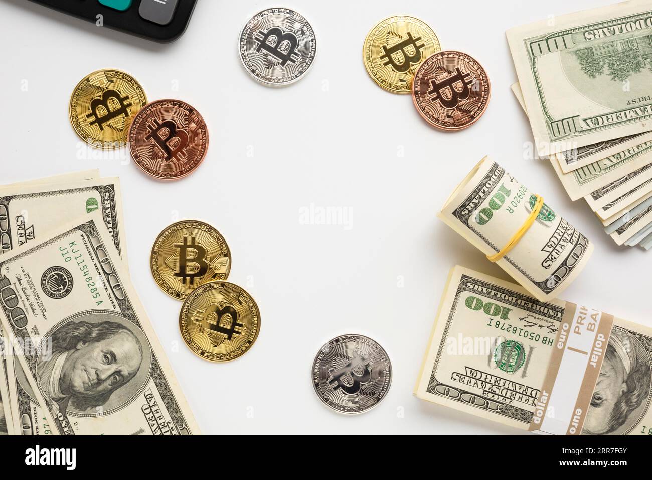 Currency desk top view Stock Photo - Alamy