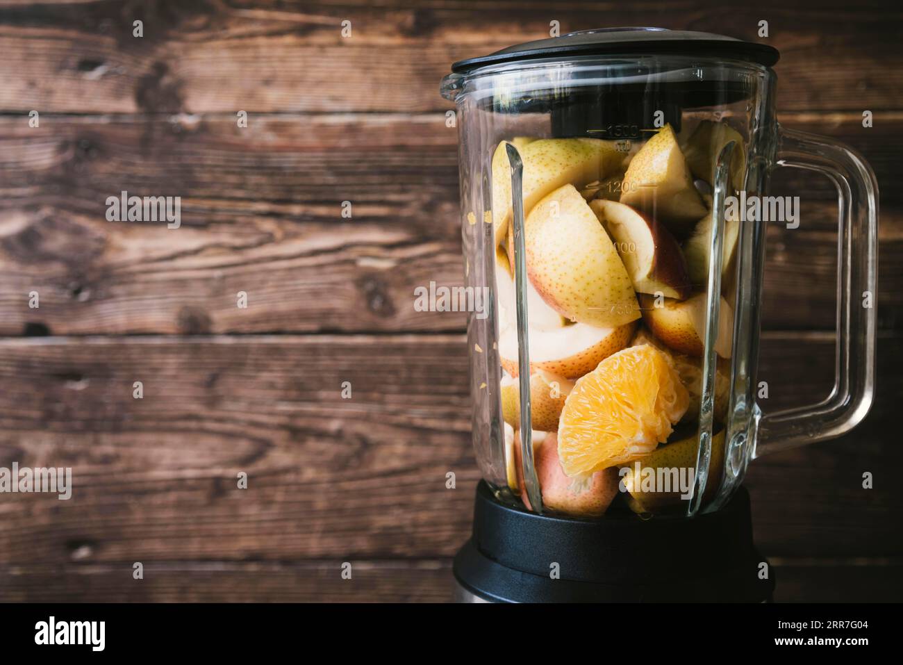 Front view mixer with fruit copy space Stock Photo - Alamy