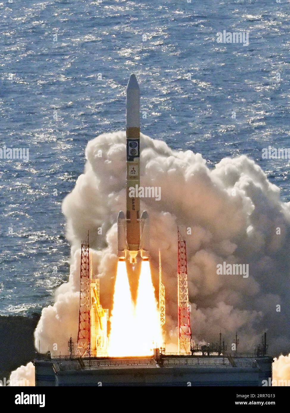 The H-2A rocket launches at Tanagashima Space Center in Minamitane Town ...