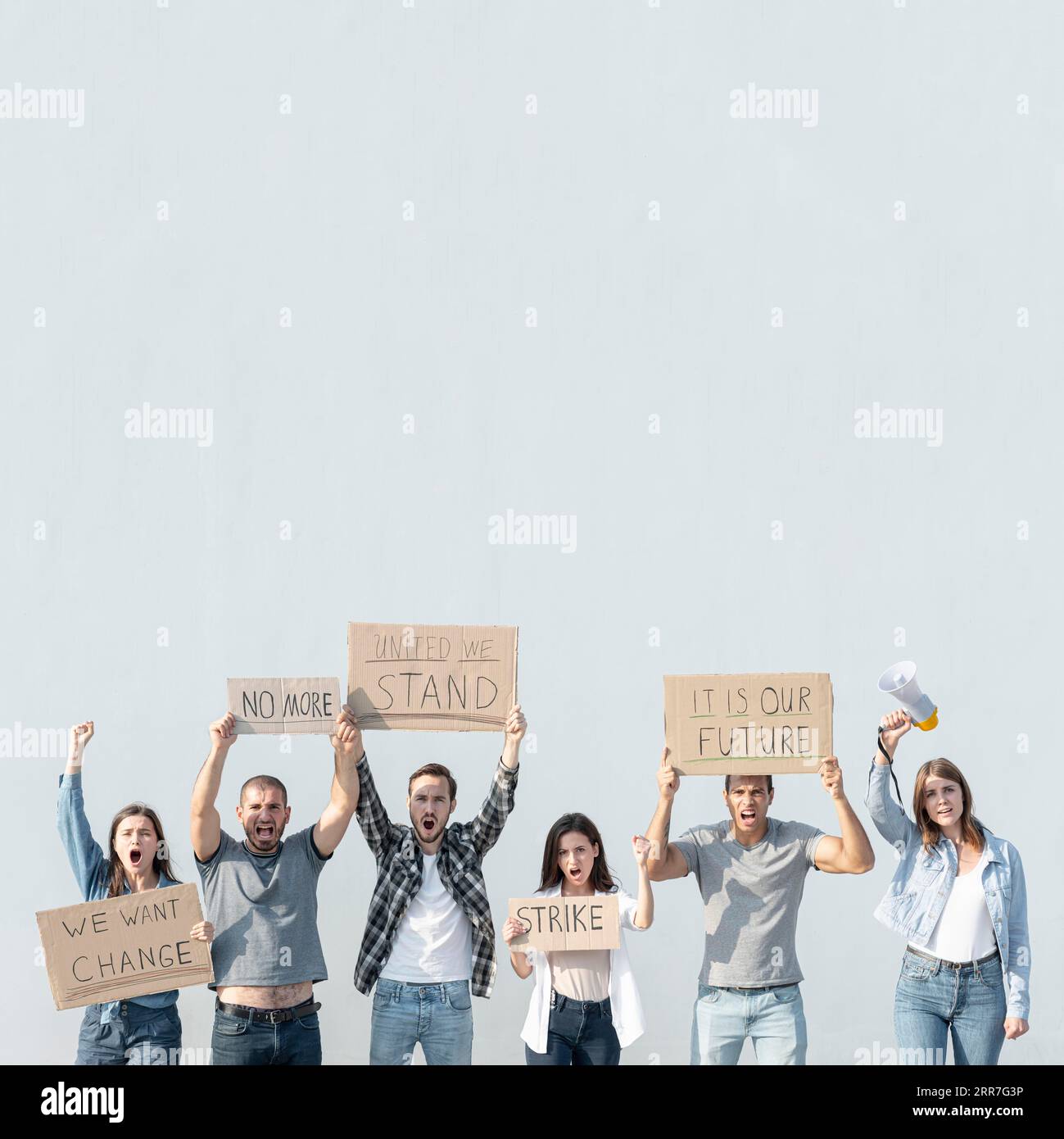 Group people demonstrating protest Stock Photo - Alamy