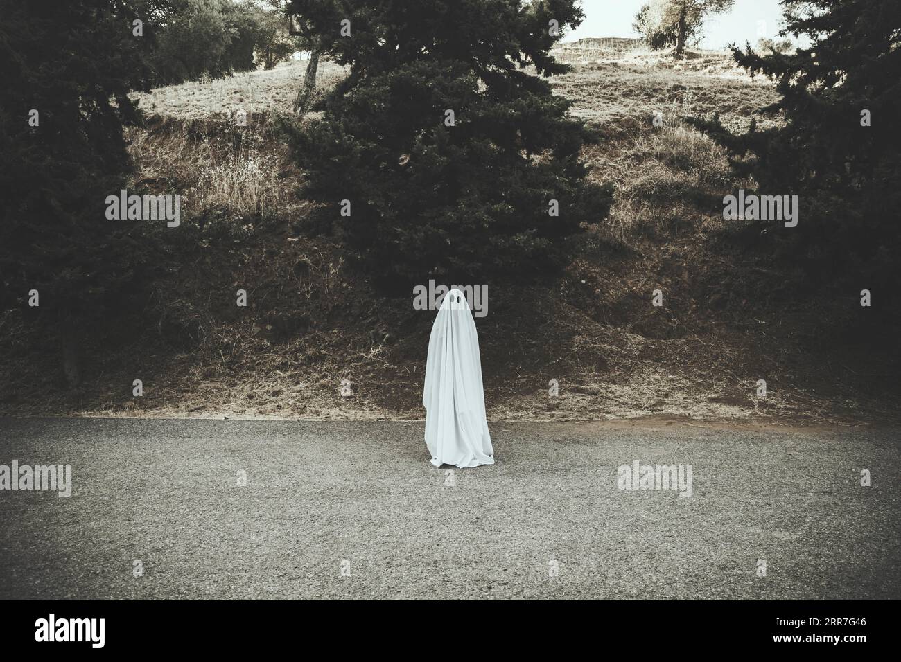 Ghost standing dark countryside road Stock Photo - Alamy