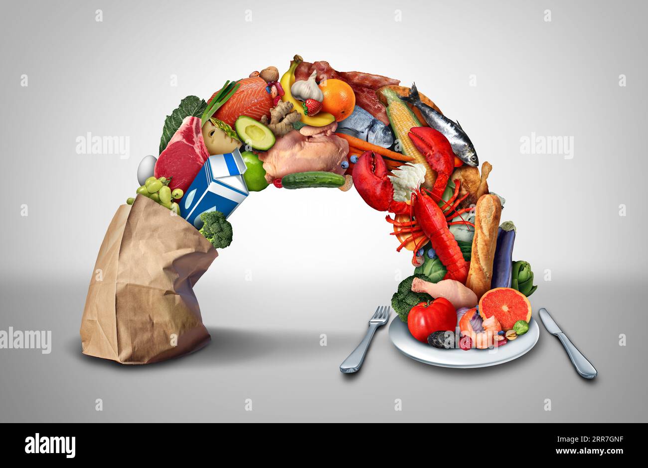 Cooking at home as a house chef using groceries to cook a meal buying ...