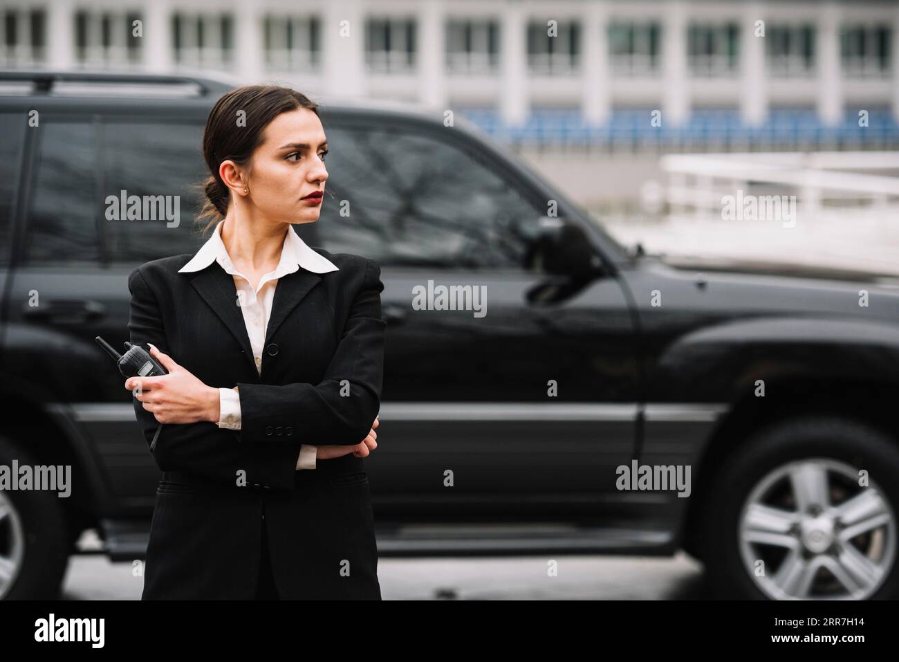 Security female monitoring area Stock Photo - Alamy
