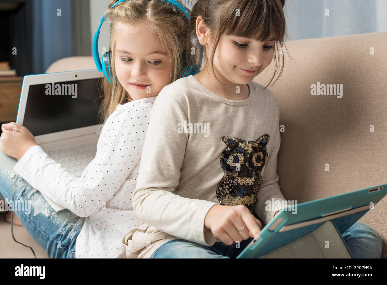 Technology concept with young girls Stock Photo - Alamy