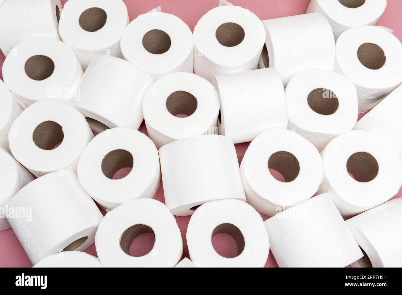 Top view multiple toiler paper rolls Stock Photo - Alamy