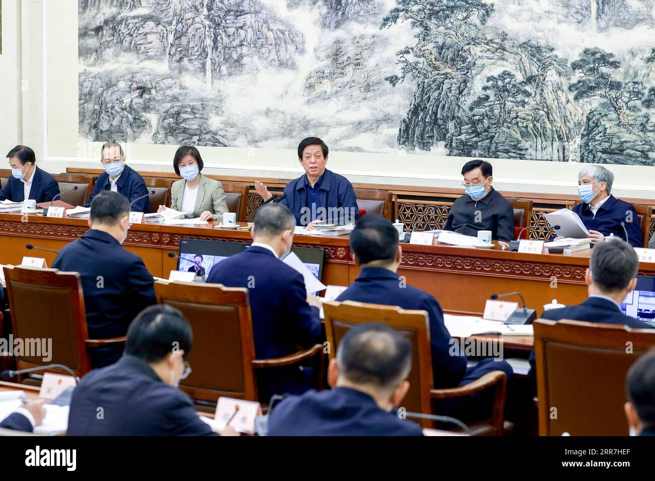 210329 -- BEIJING, March 29, 2021 -- Li Zhanshu, chairman of the ...