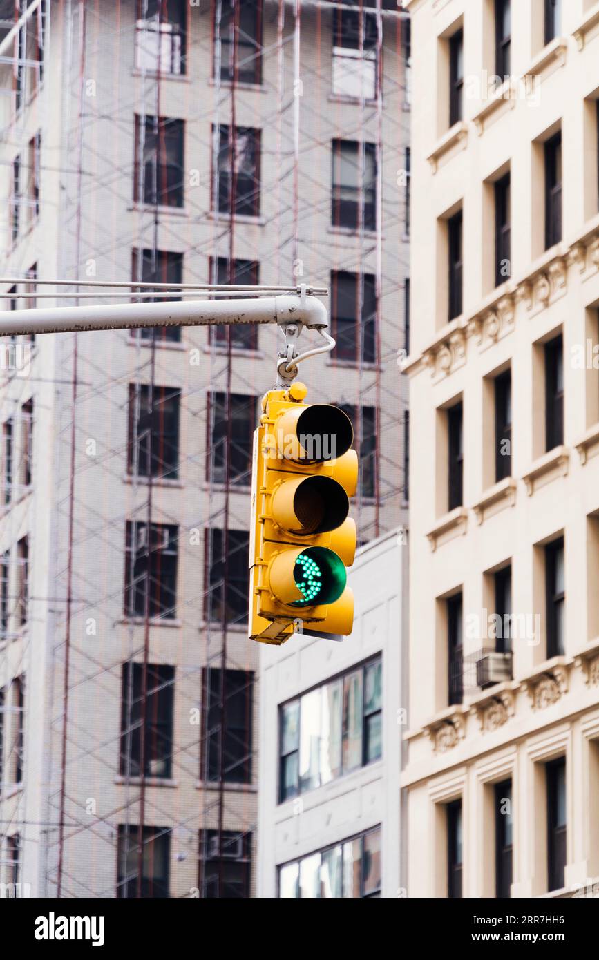 Traffic light background tall building Stock Photo - Alamy