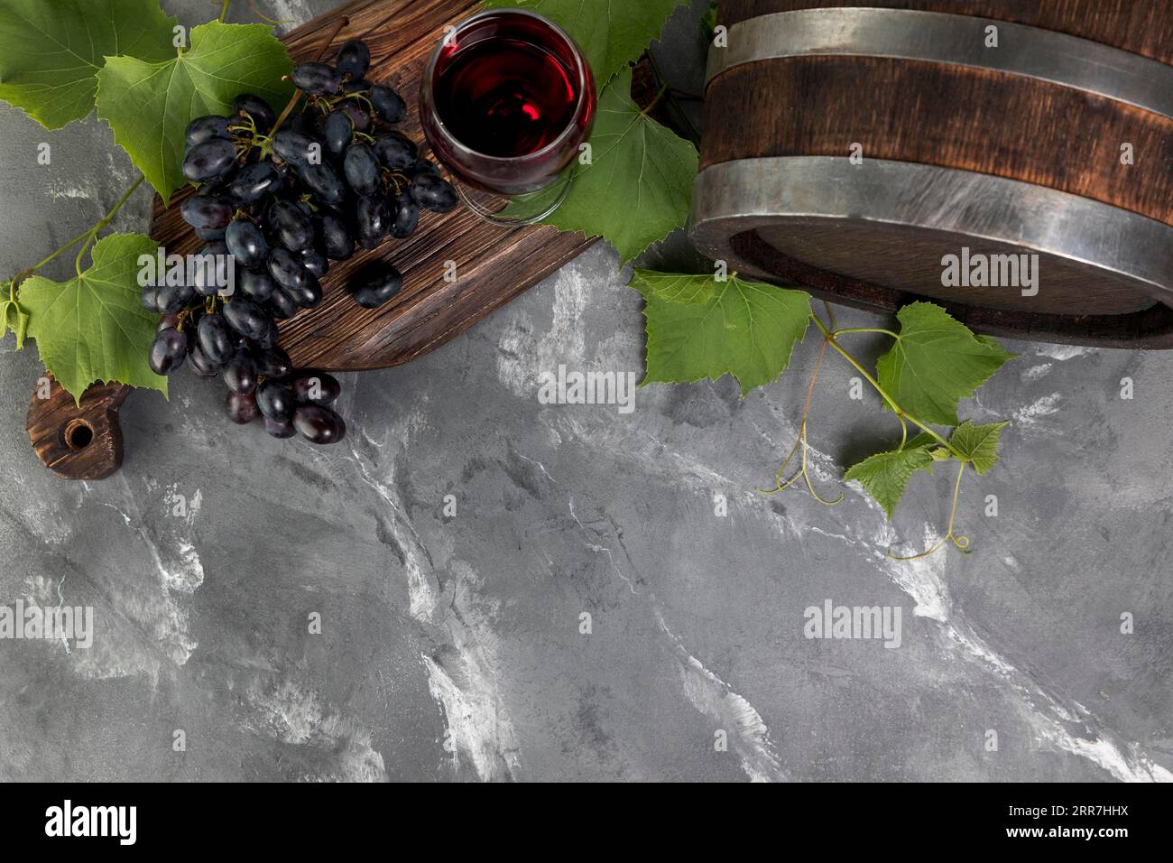 Top view wine barrel marble background Stock Photo - Alamy