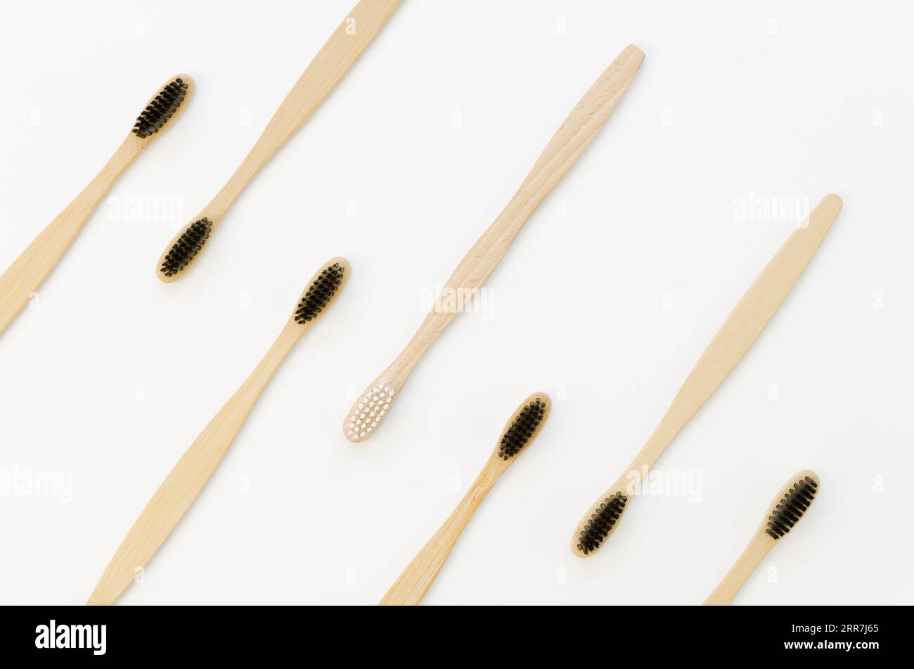Collection toothbrushes with only white one Stock Photo - Alamy