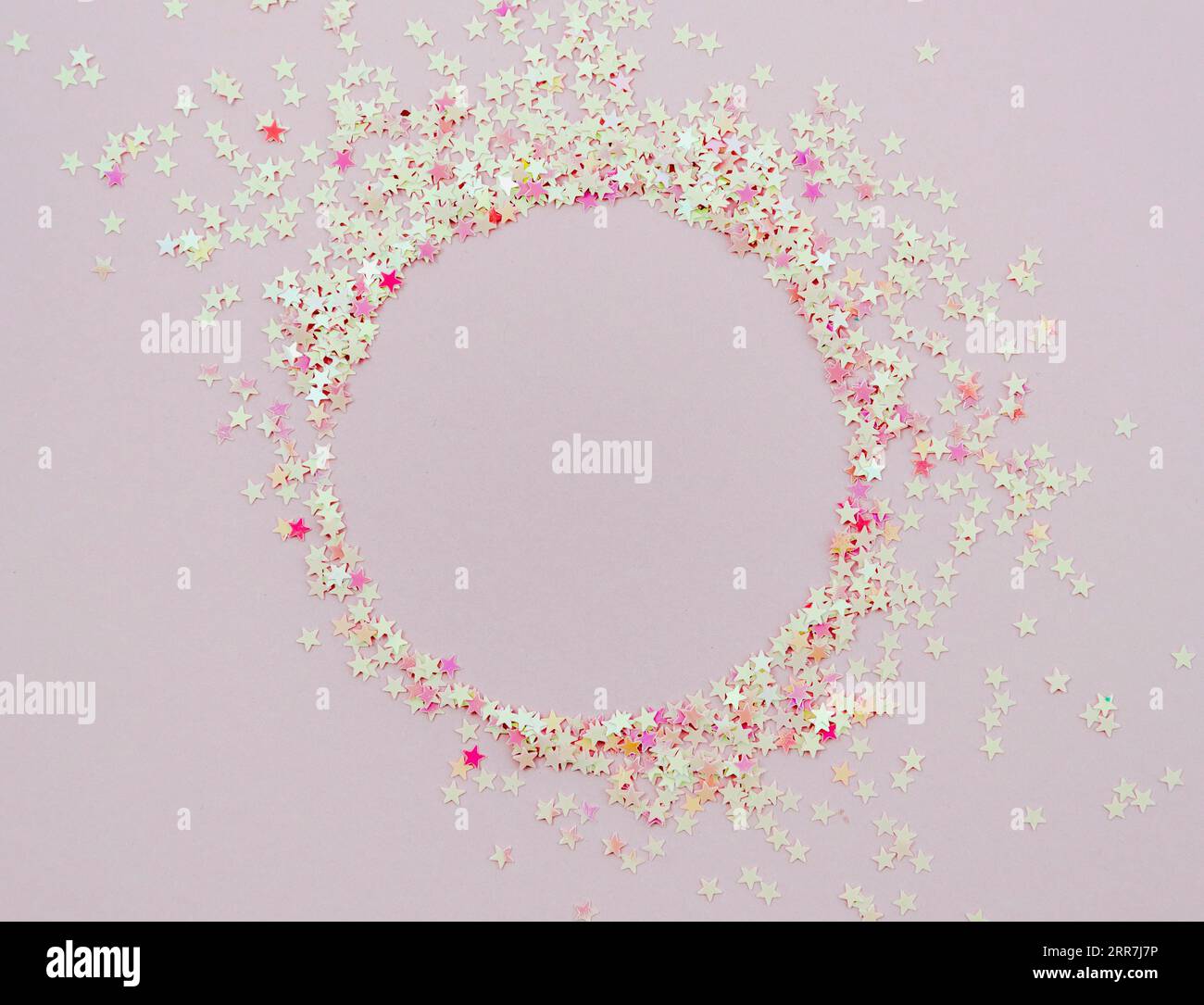 Cute stars confetti round frame Stock Photo - Alamy