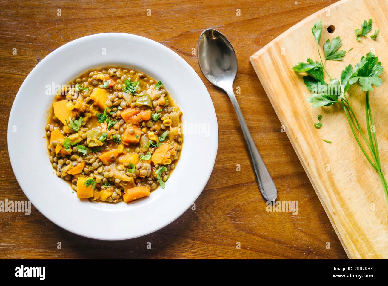 Tasty food plate wooden tabletop Stock Photo - Alamy