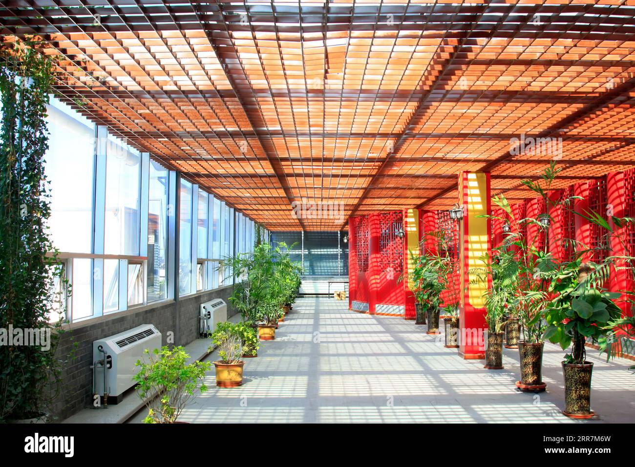 corridor on the top of building Stock Photo - Alamy