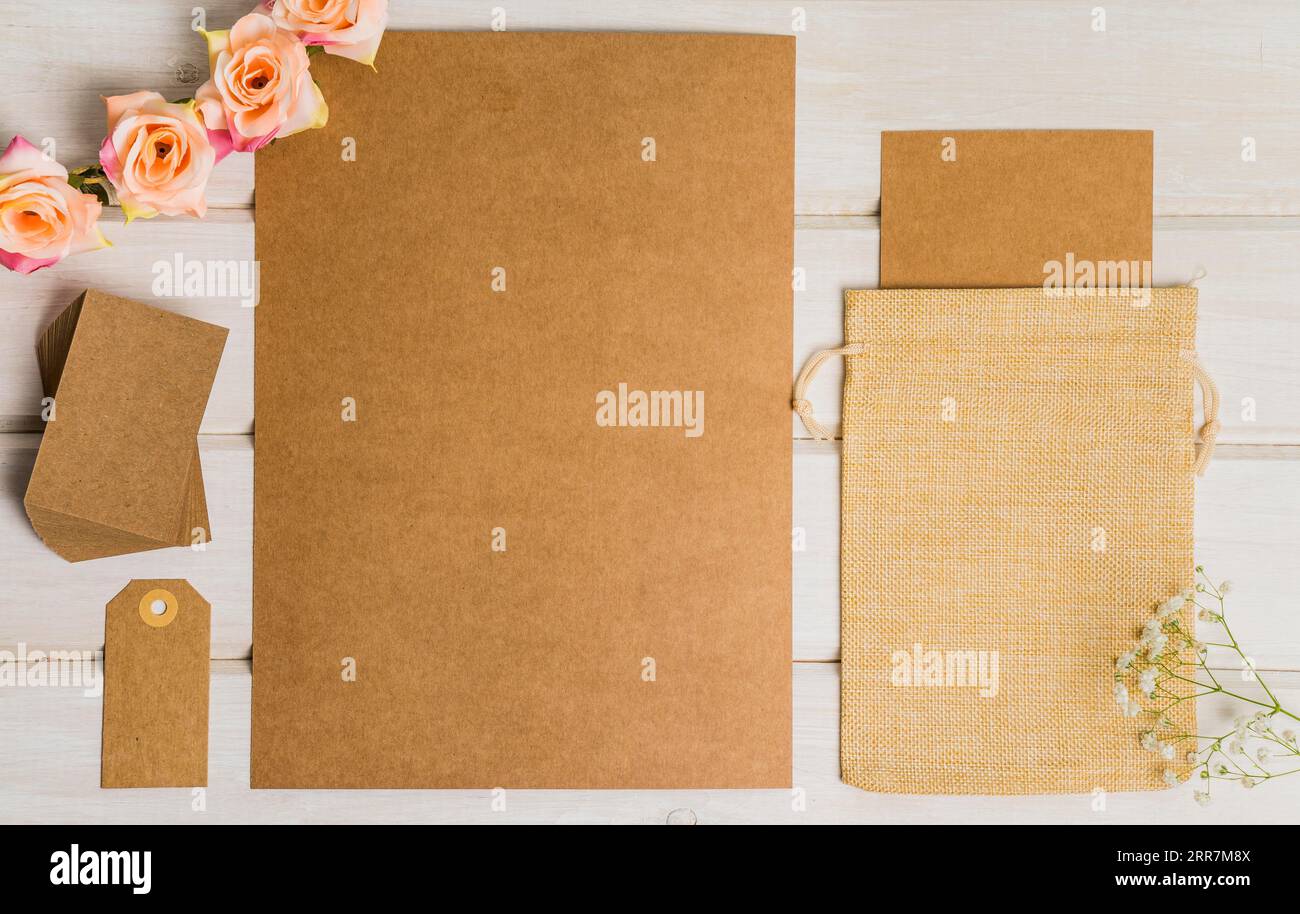 Cute blank stationery set Stock Photo - Alamy