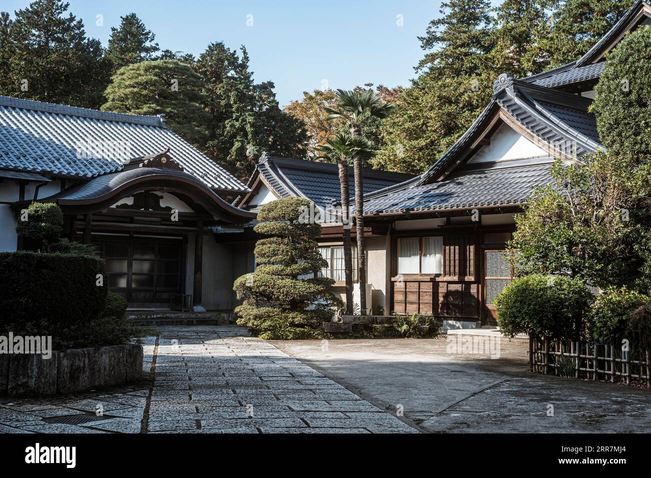 Front view japanese temple complex Stock Photo - Alamy
