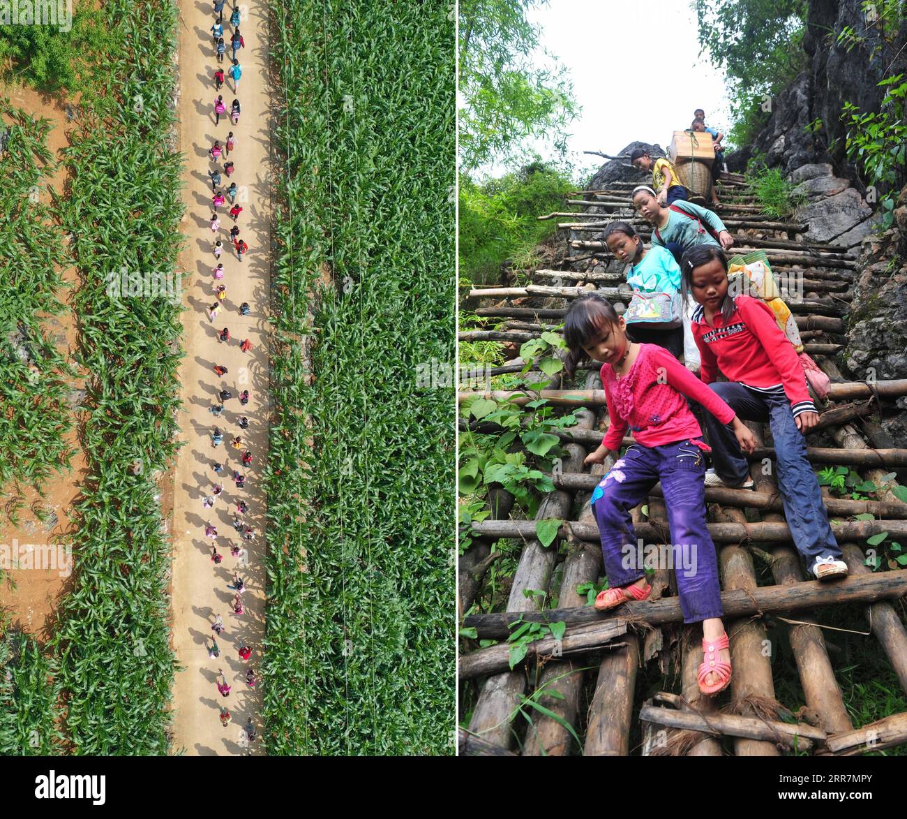 Walking to school in rural areas hi-res stock photography and images ...