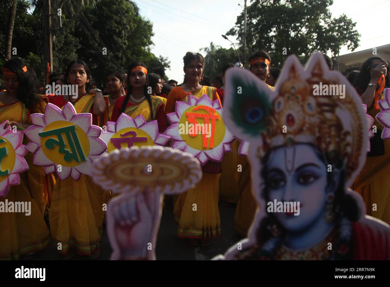 Dhaka Bangladesh September 6,2023.Bangladeshi Hindu devotees take part in a procession during ...