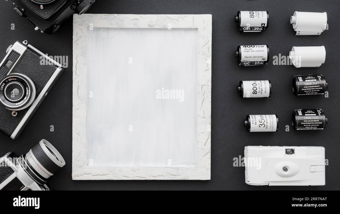 Set cameras film near frame Stock Photo - Alamy