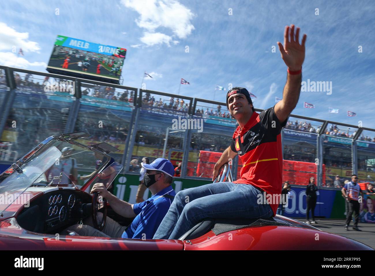 MELBOURNE, AUSTRALIA, APRIL 10: Carlos Sainz in the drivers parade ...