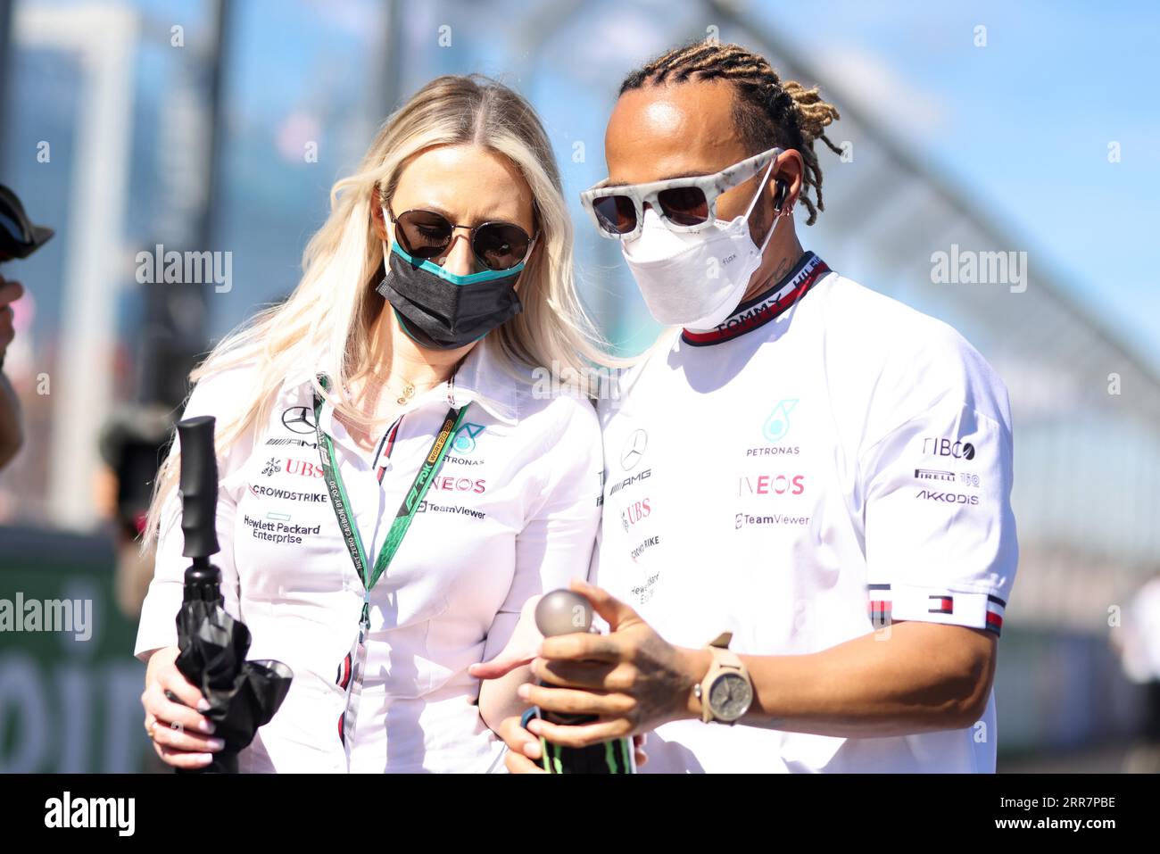 MELBOURNE, AUSTRALIA, APRIL 10: Lewis Hamilton in the drivers parade ...