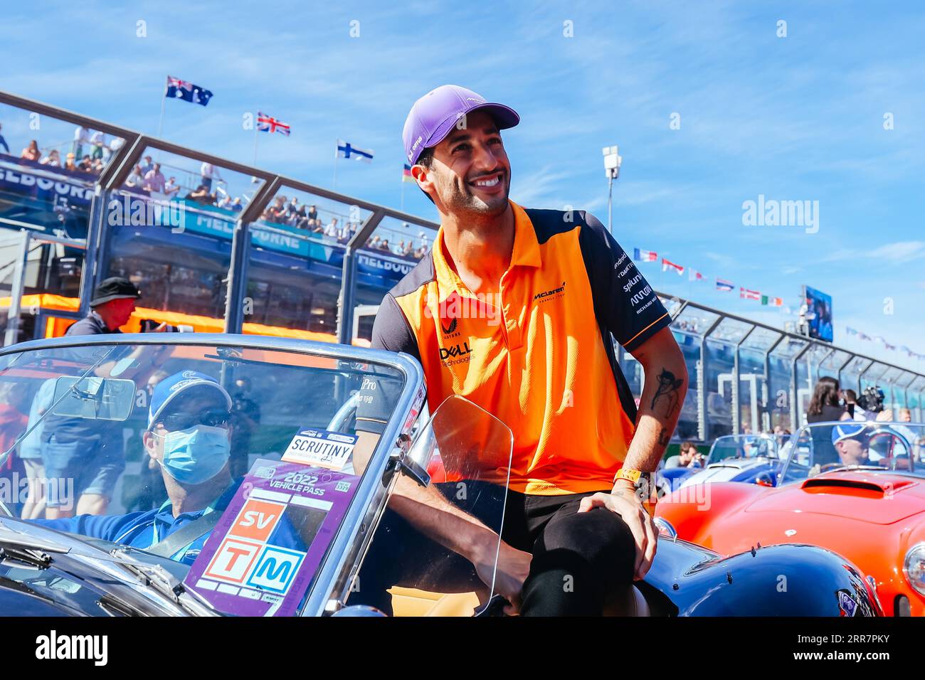 MELBOURNE, AUSTRALIA, APRIL 10: Daniel Ricciardo in the drivers parade ...