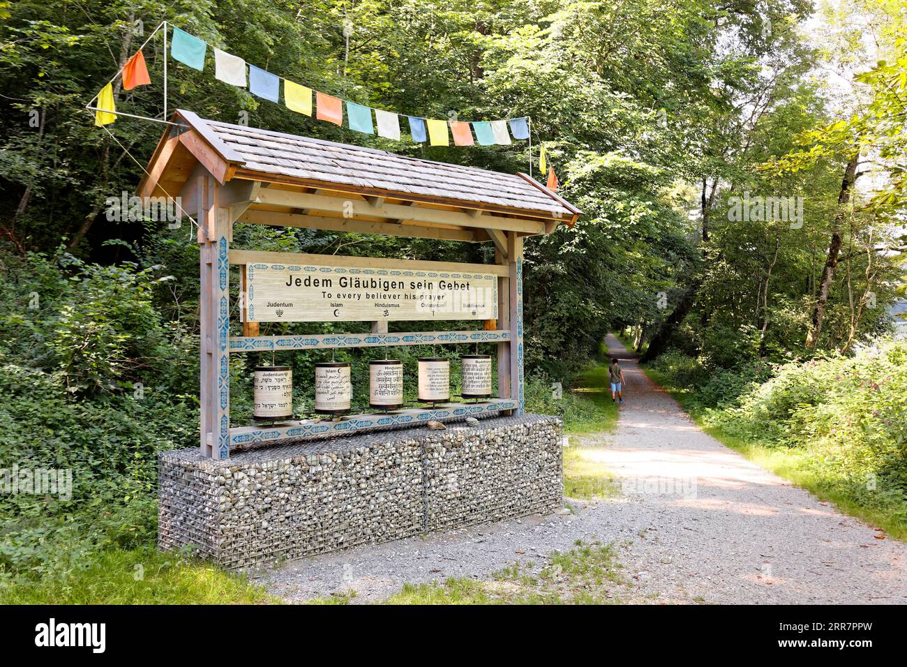 Interdenominational prayer wheels, prayer drums with the five world ...