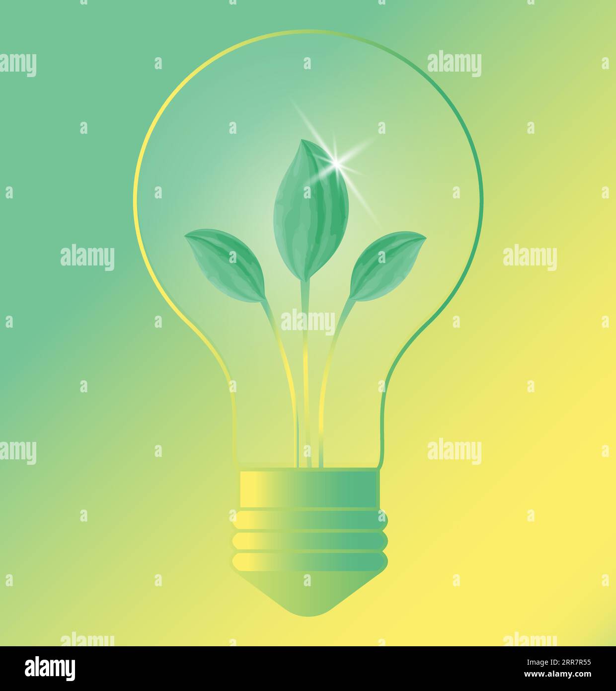 Sustainable ecological energy icon. Shining electric ecology light bulb with leaves inside. Line ...