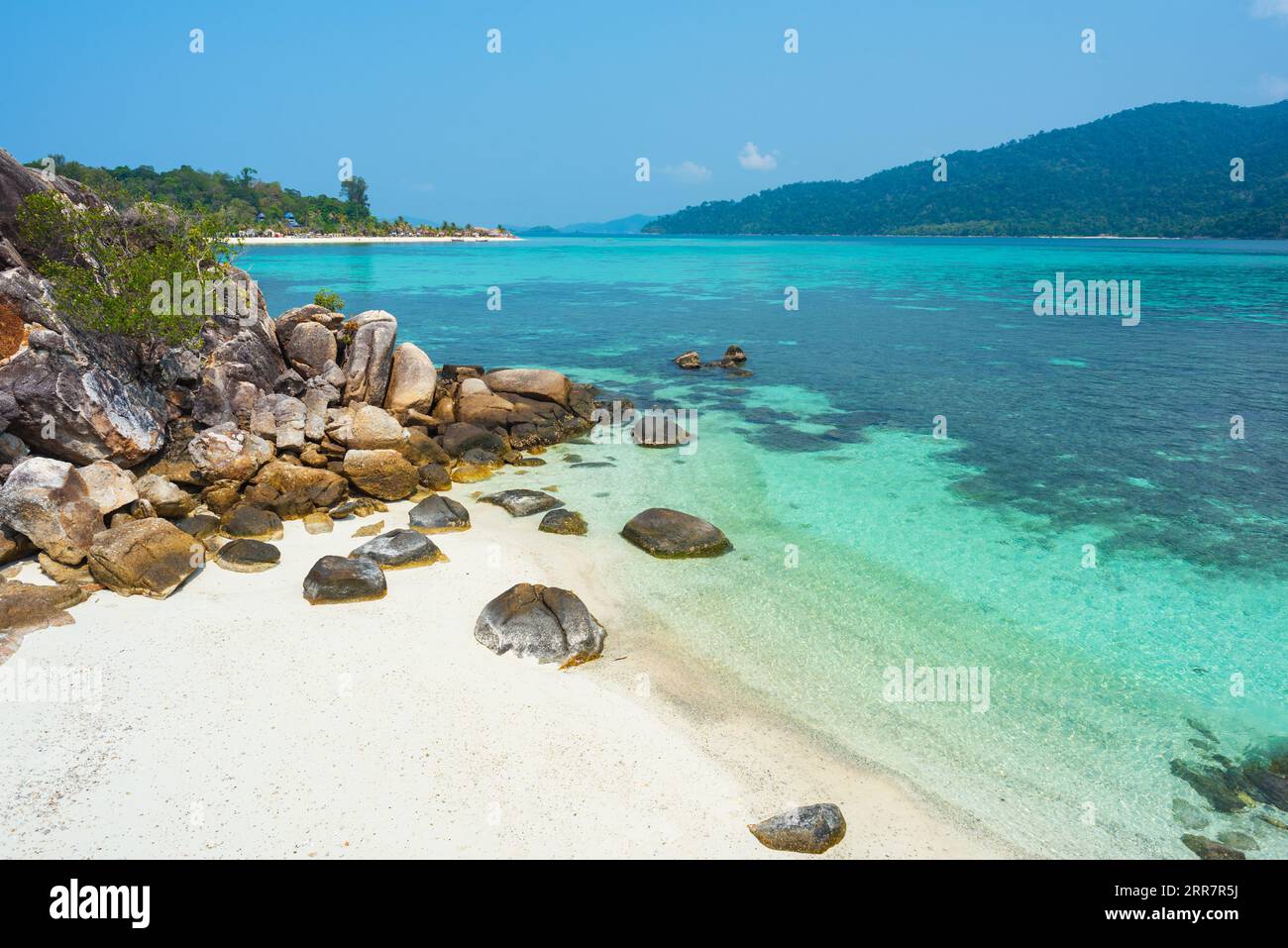 Turquoise water and white sand beach on a tropical island. Beach at ...