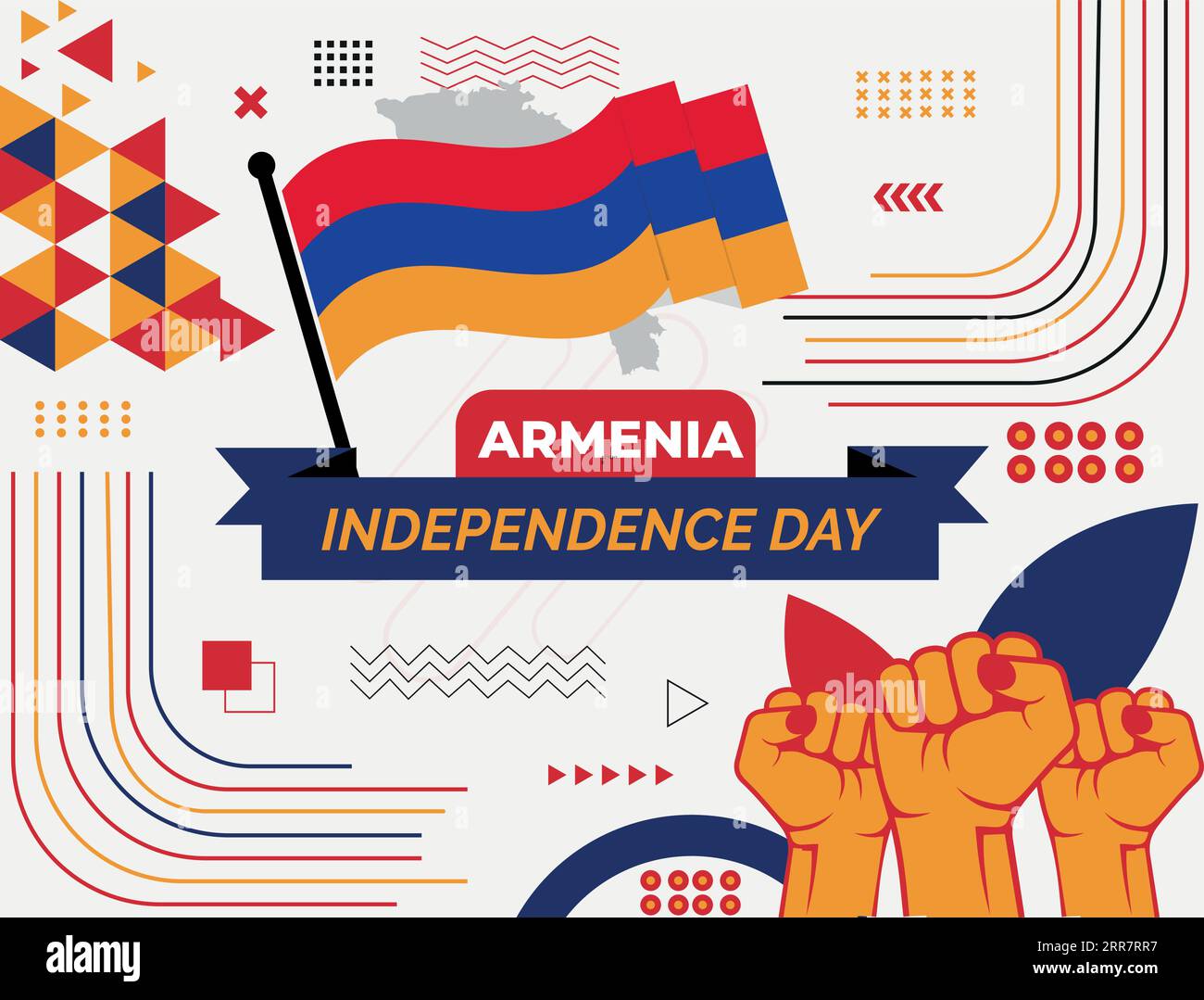 Armenia national day banner with map, flag colors theme background and ...