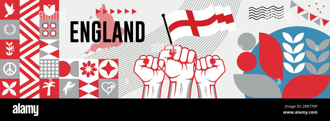 England national day banner with map, flag colors theme background and ...