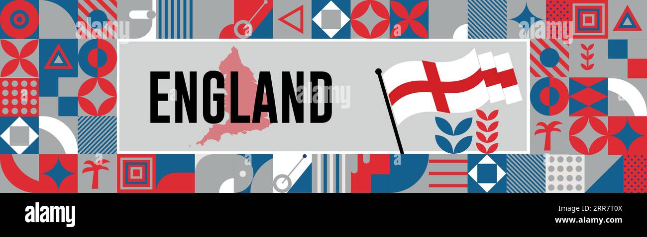 England national day banner with map, flag colors theme background and ...