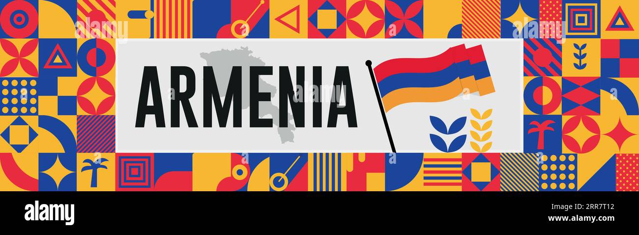 Armenia national day banner with map, flag colors theme background and ...