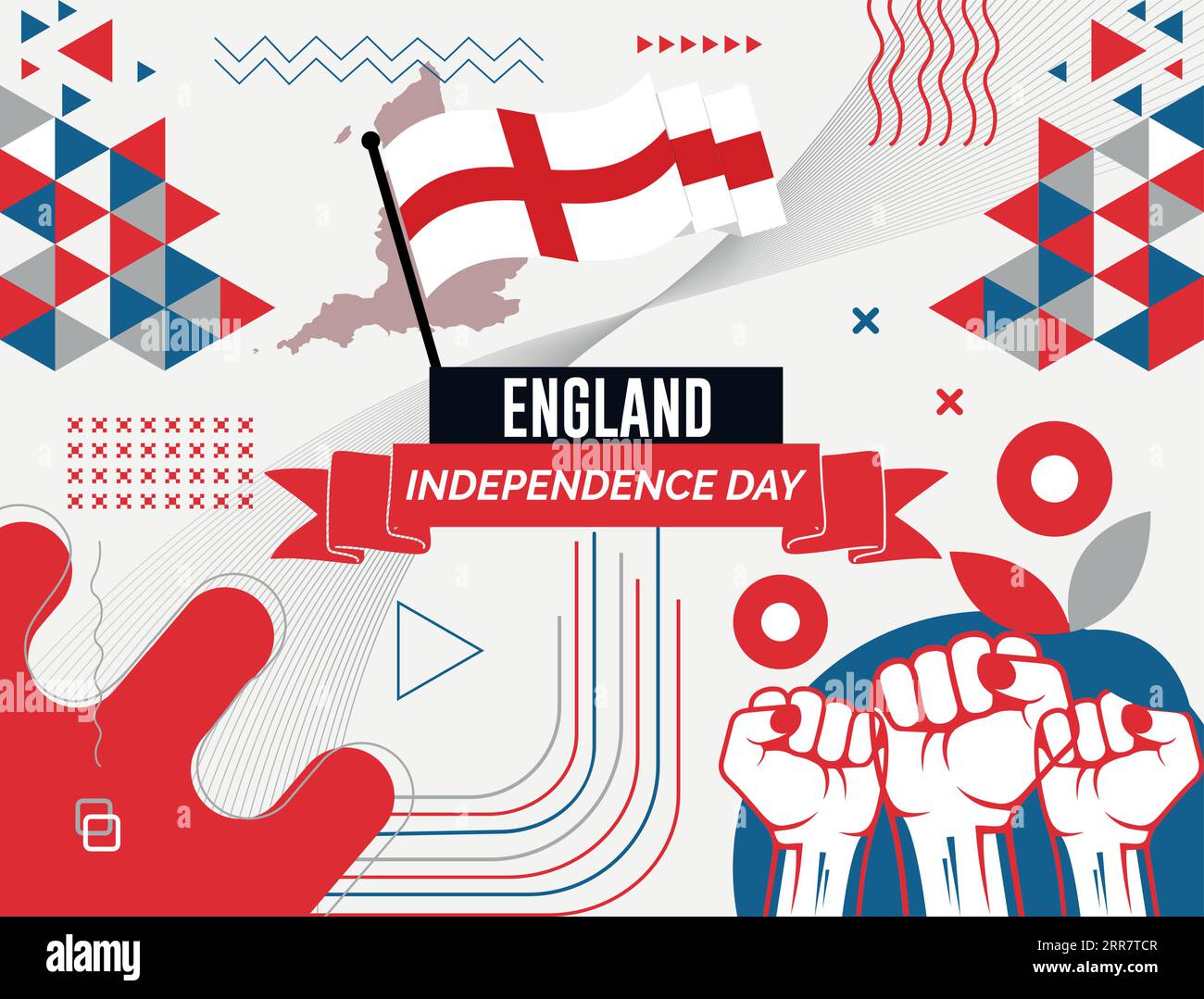 England national day banner with map, flag colors theme background and ...