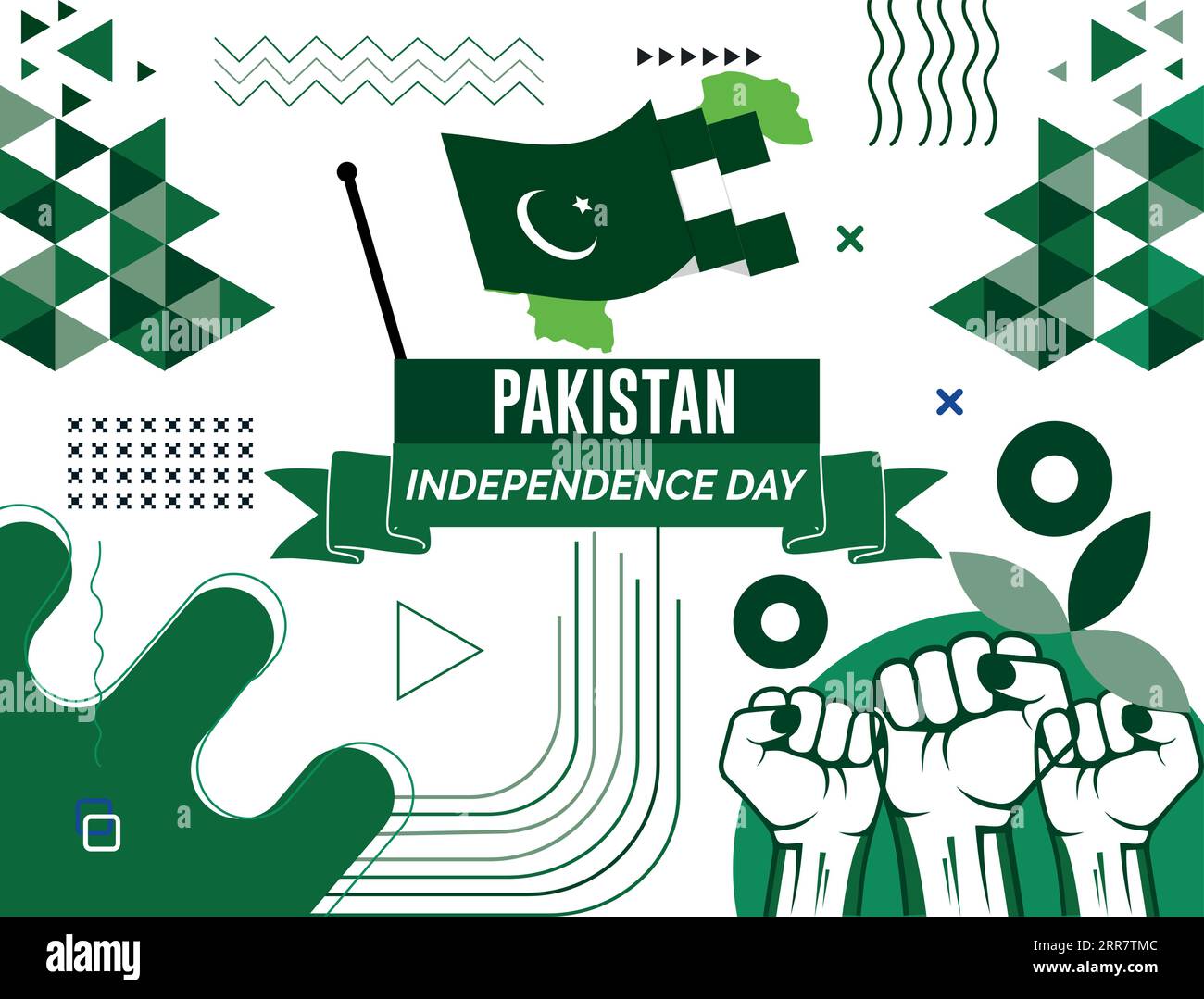 pakistan national day banner with map, flag colors theme background and ...