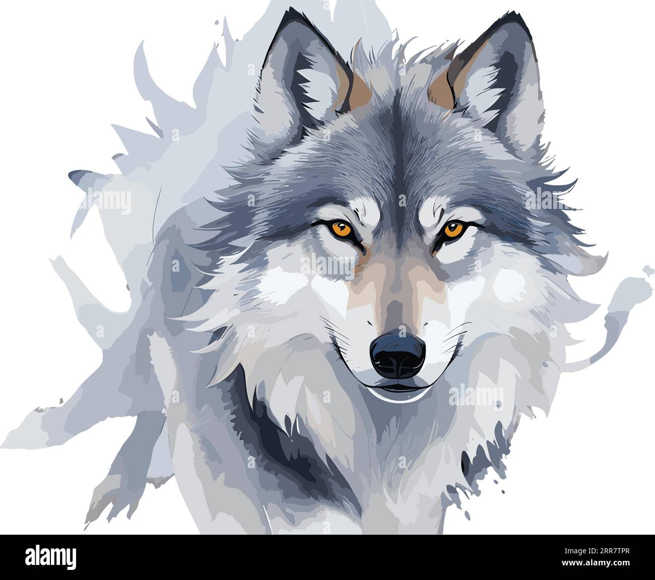 White wolf watercolor painting hi-res stock photography and images - Alamy