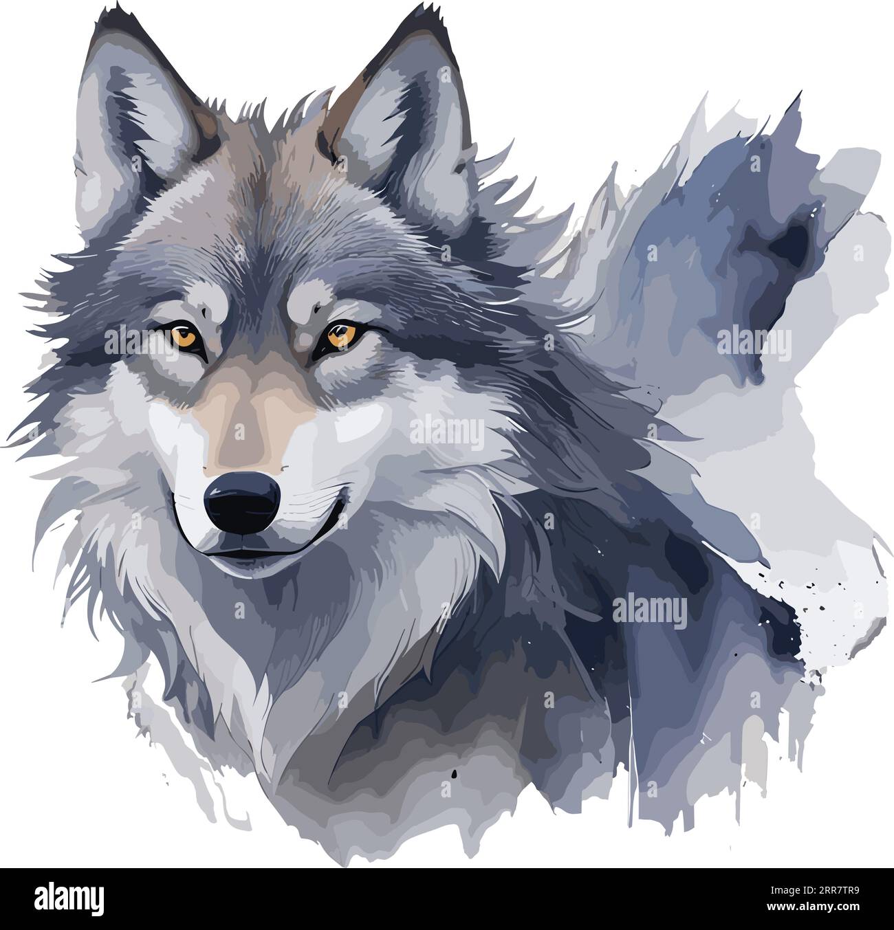 White wolf watercolor painting hi-res stock photography and images - Alamy