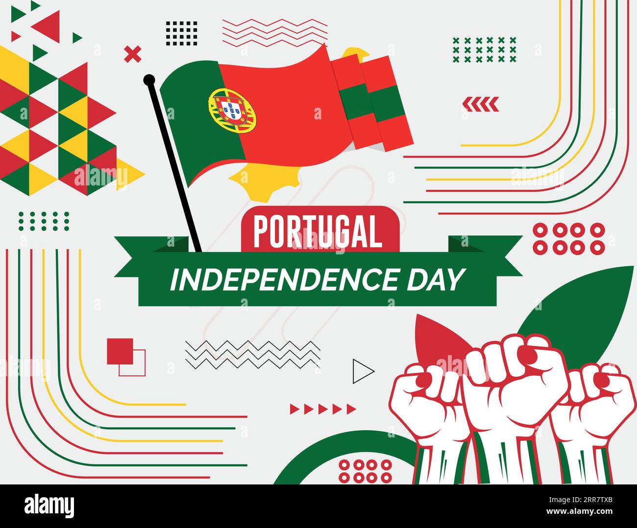 Portugal national day banner with map, flag colors theme background and ...