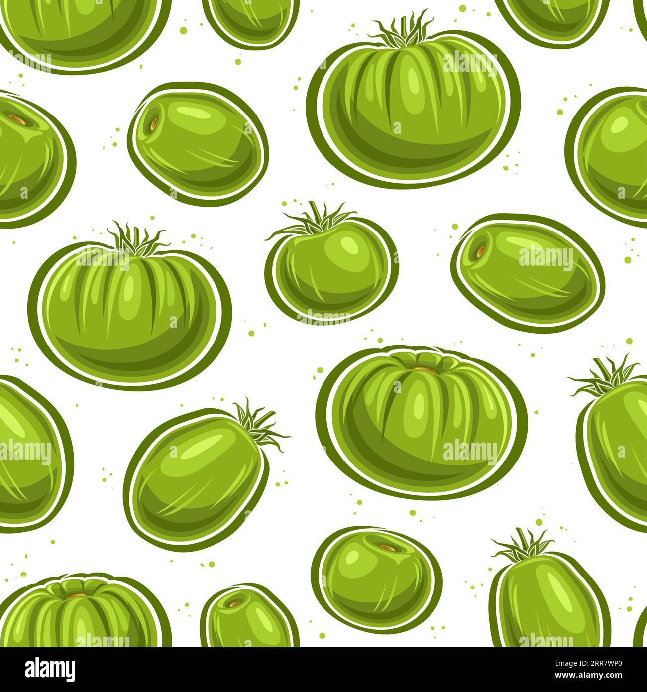 Vector Green Tomato seamless pattern, repeating background with ...
