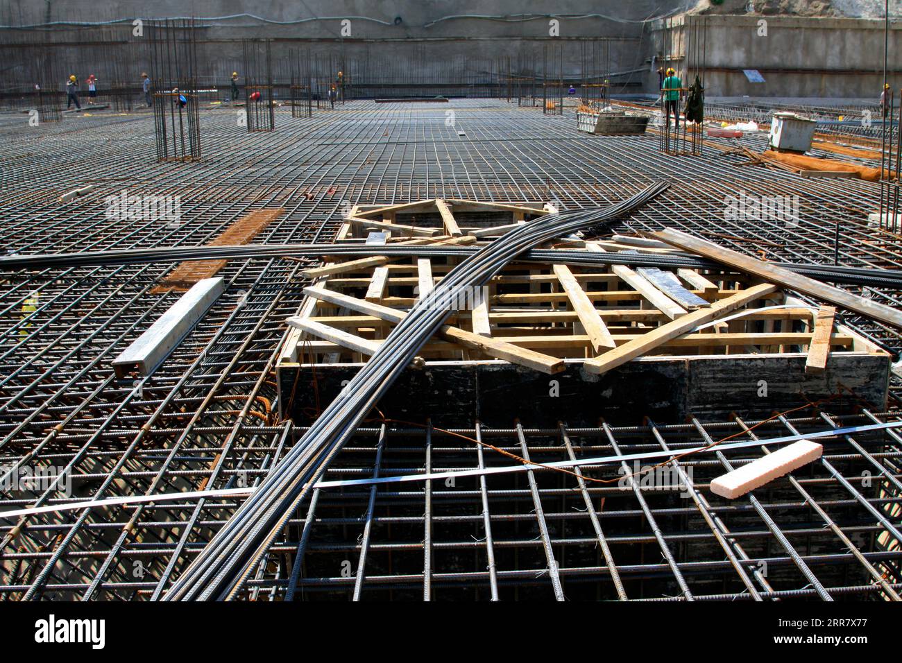 Reinforced concrete casting framework on the construction site Stock ...