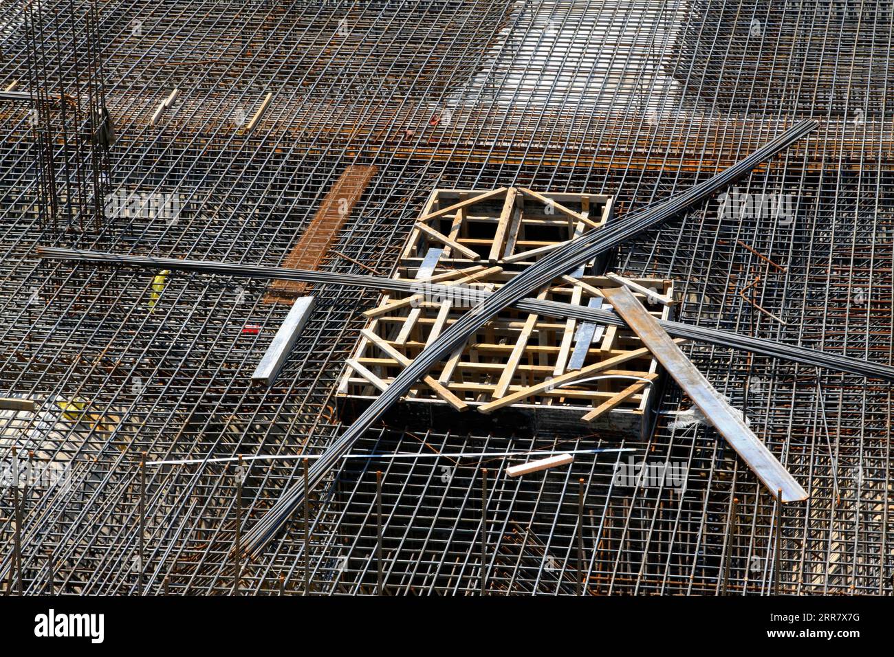 Reinforced concrete casting framework on the construction site Stock ...