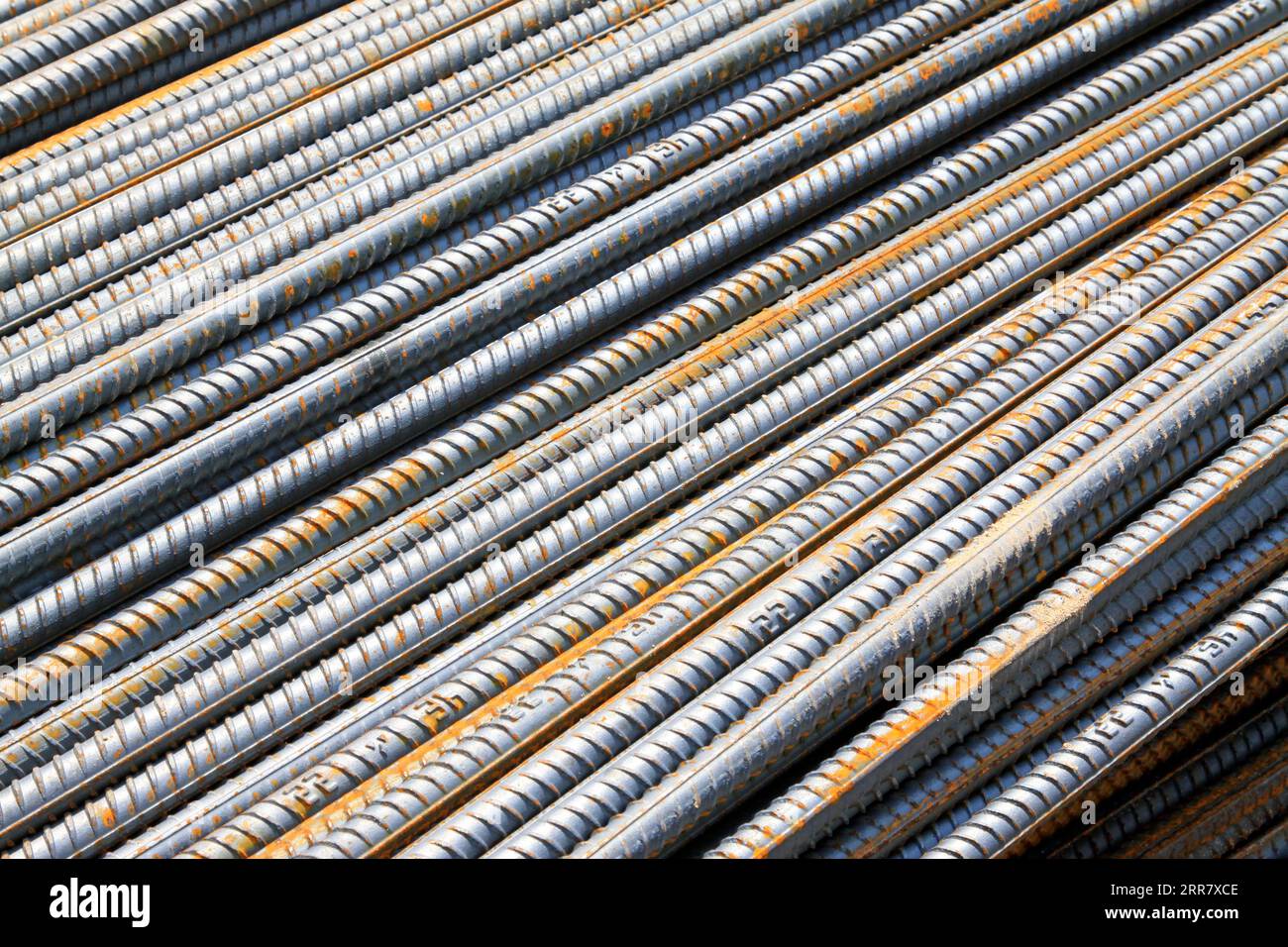 Rebar piled up together in the construction site Stock Photo - Alamy