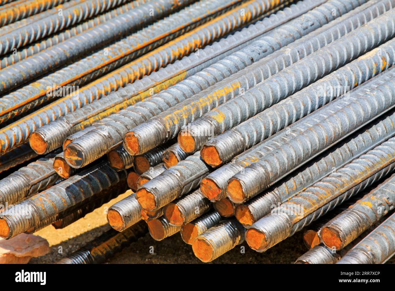 Rebar piled up together, in the construction site Stock Photo - Alamy