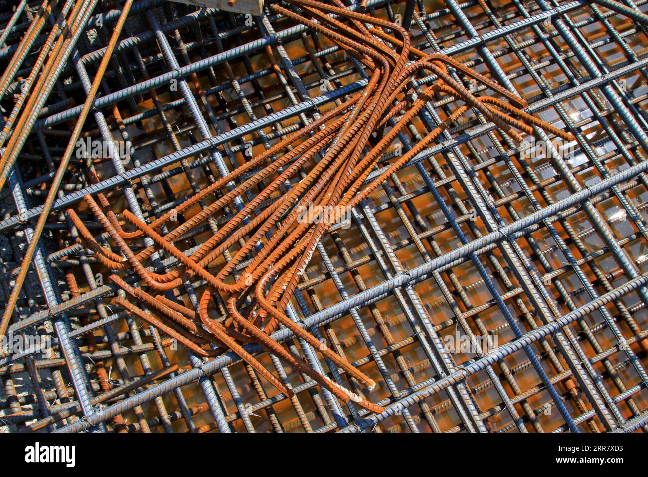 Reinforced concrete casting framework, in the construction site Stock ...