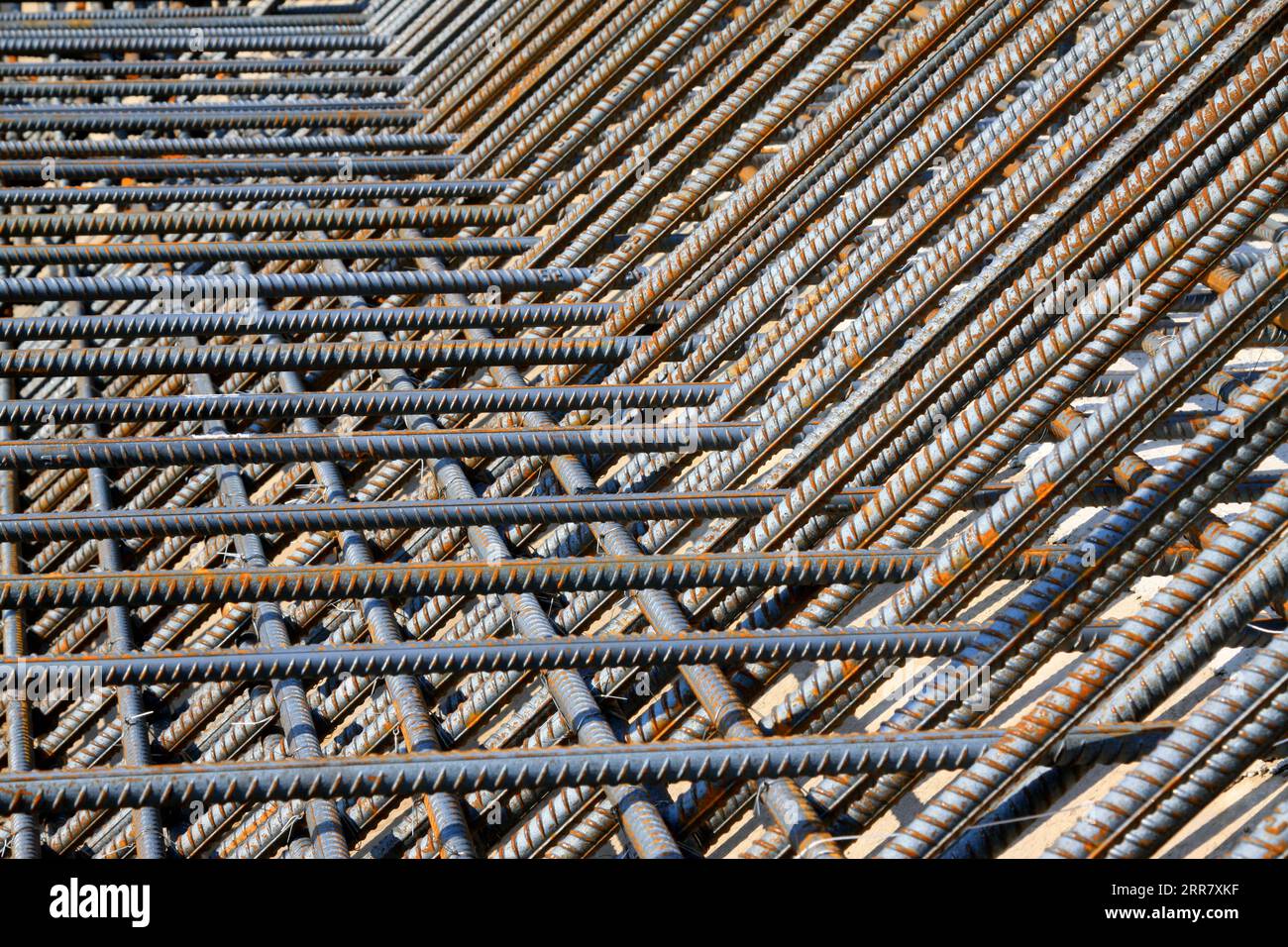 Screw thread steel bar framework, in the construction site Stock Photo ...