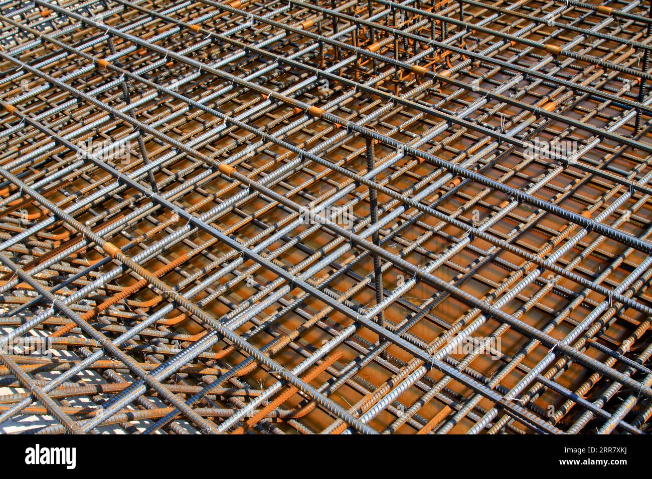 Screw thread steel bar framework, in the construction site Stock Photo ...