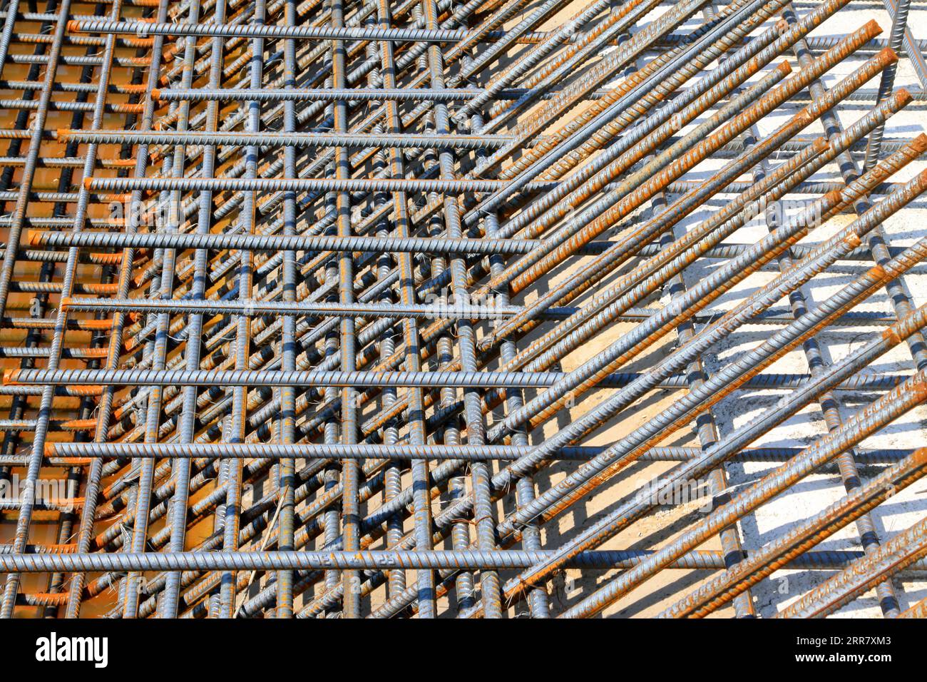 Screw thread steel bar framework, in the construction site Stock Photo ...