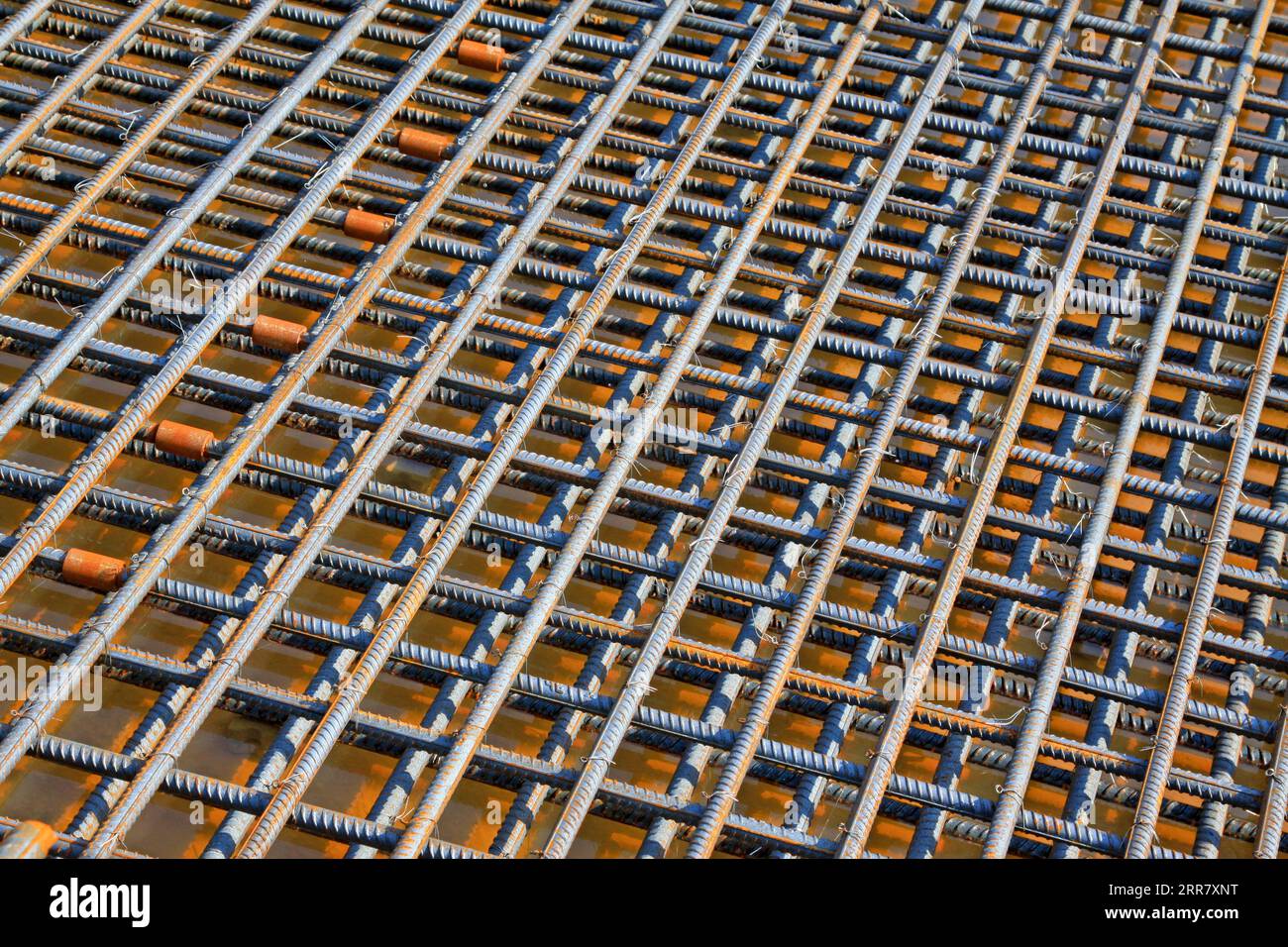 Screw thread steel bar framework, in the construction site Stock Photo ...