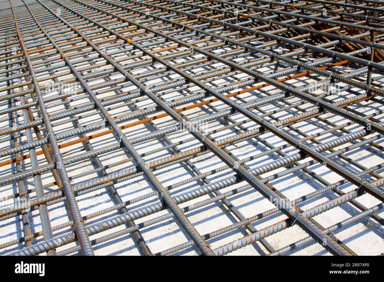 Screw thread steel bar framework, in the construction site Stock Photo ...